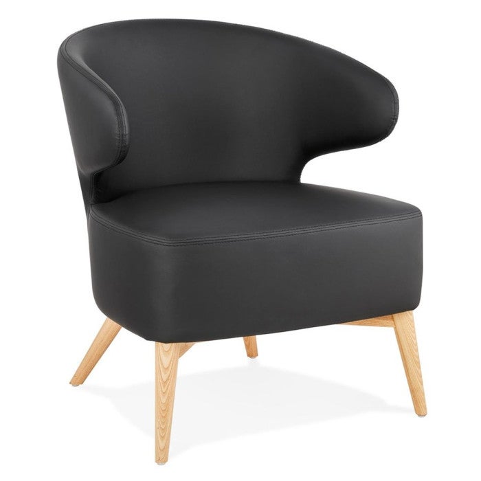 Fauteuil Design Lounge "Dorla" 72cm Noir & Naturel | Leroy Merlin