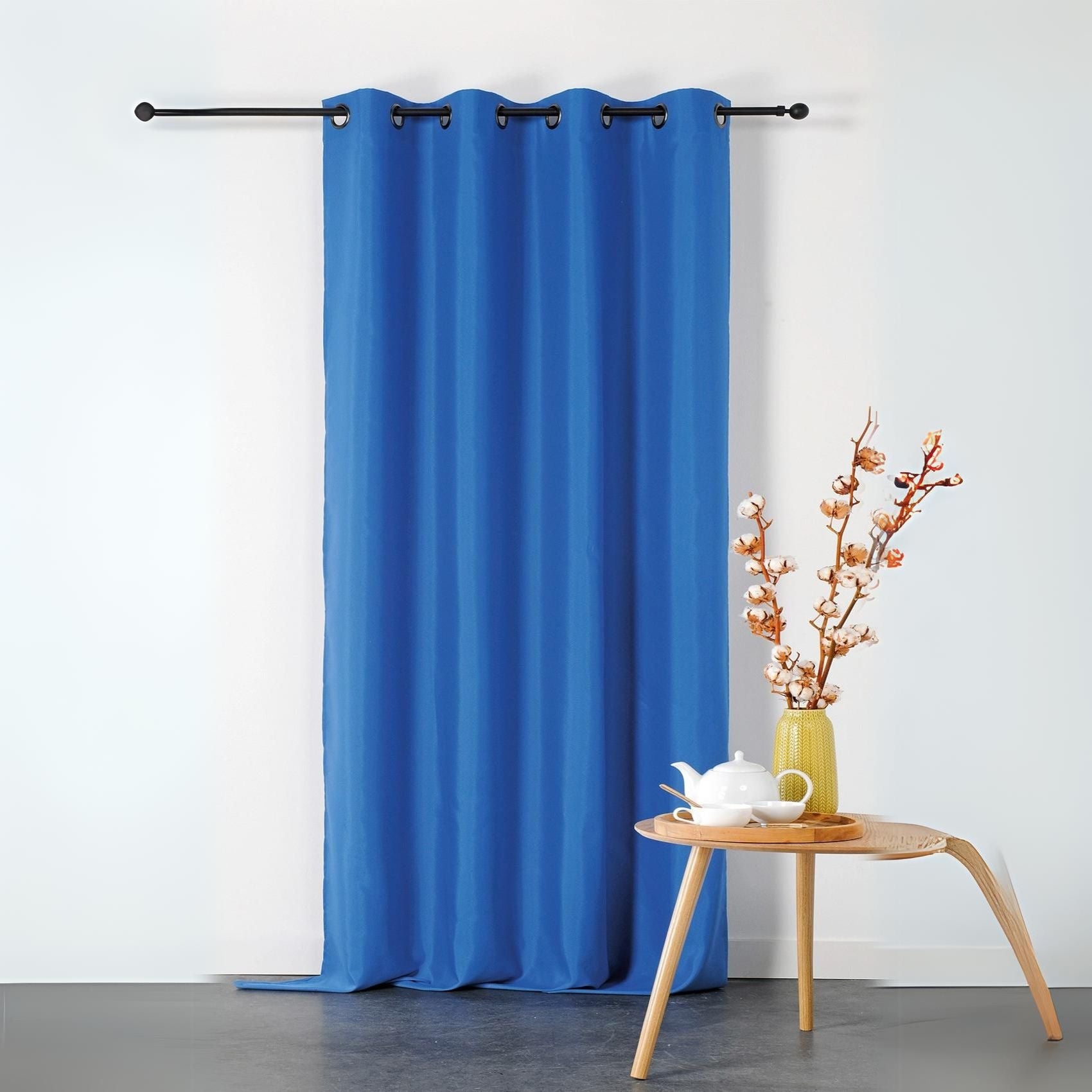 Rideau double natte non feu M1 - Bleu - 135x240 cm - Polyester | Leroy ...