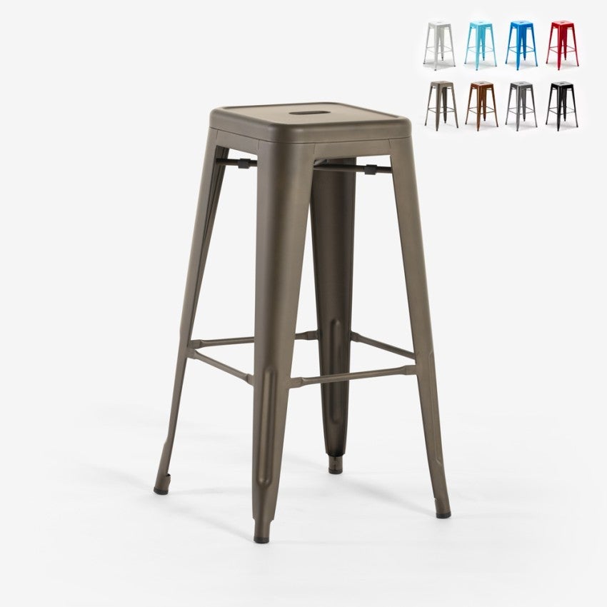 Taburete de bar estilo industrial con reposapiés steel up - Bronze ...