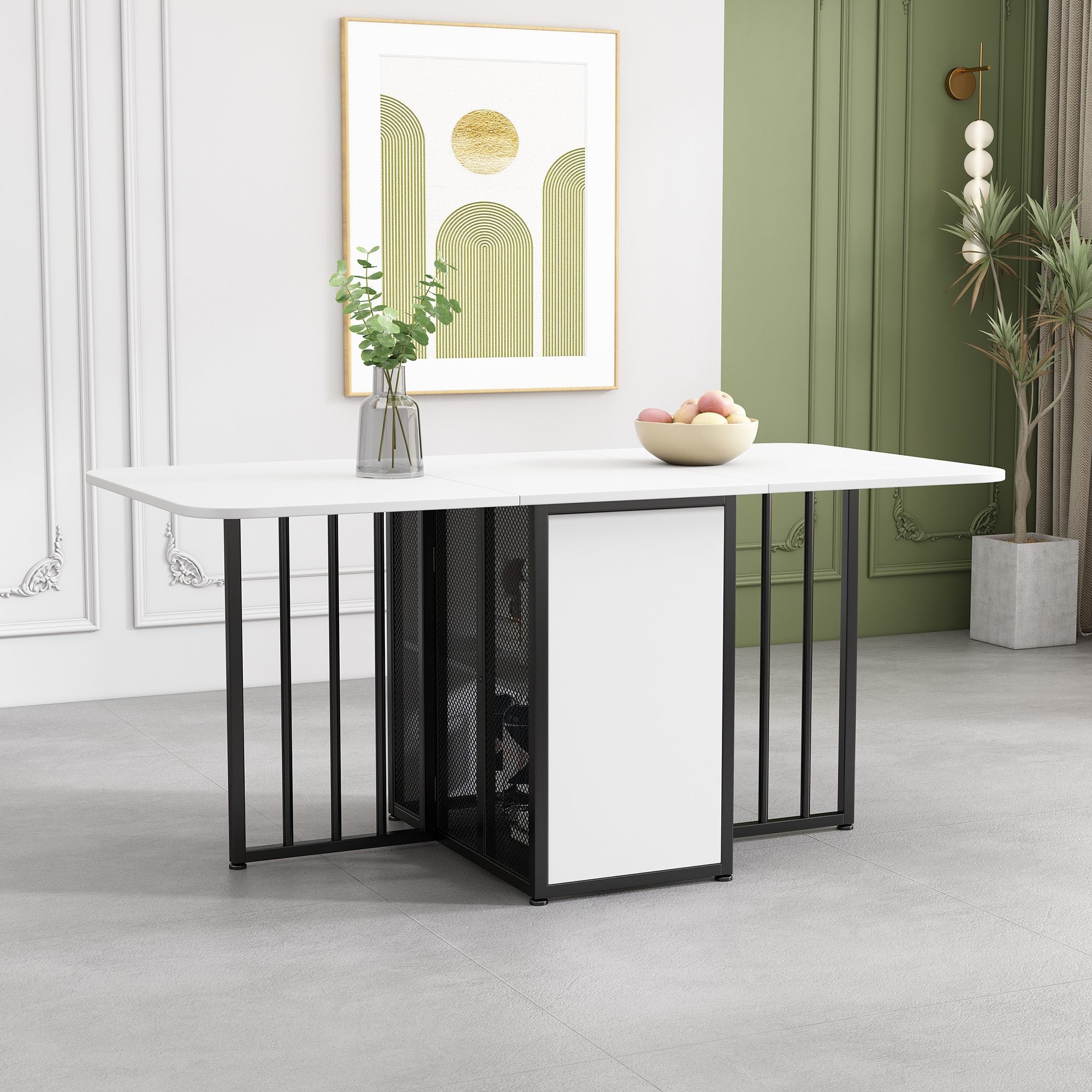 Table à manger pliante rétractable polyvalente avec étagères de ...