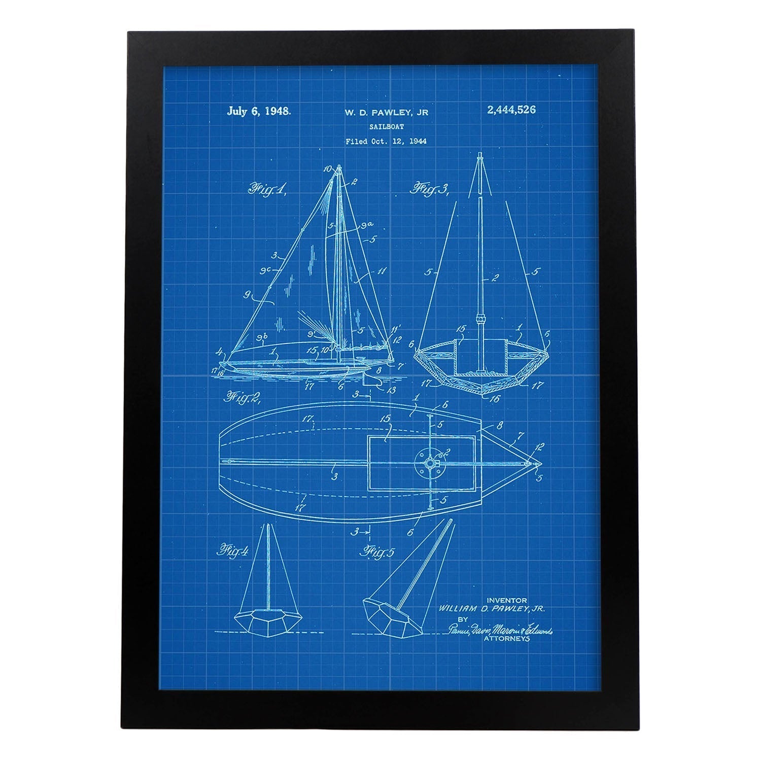 Affiche De Brevet Du Bateau À Voile. Perte Avec Old Patent Design Black ...