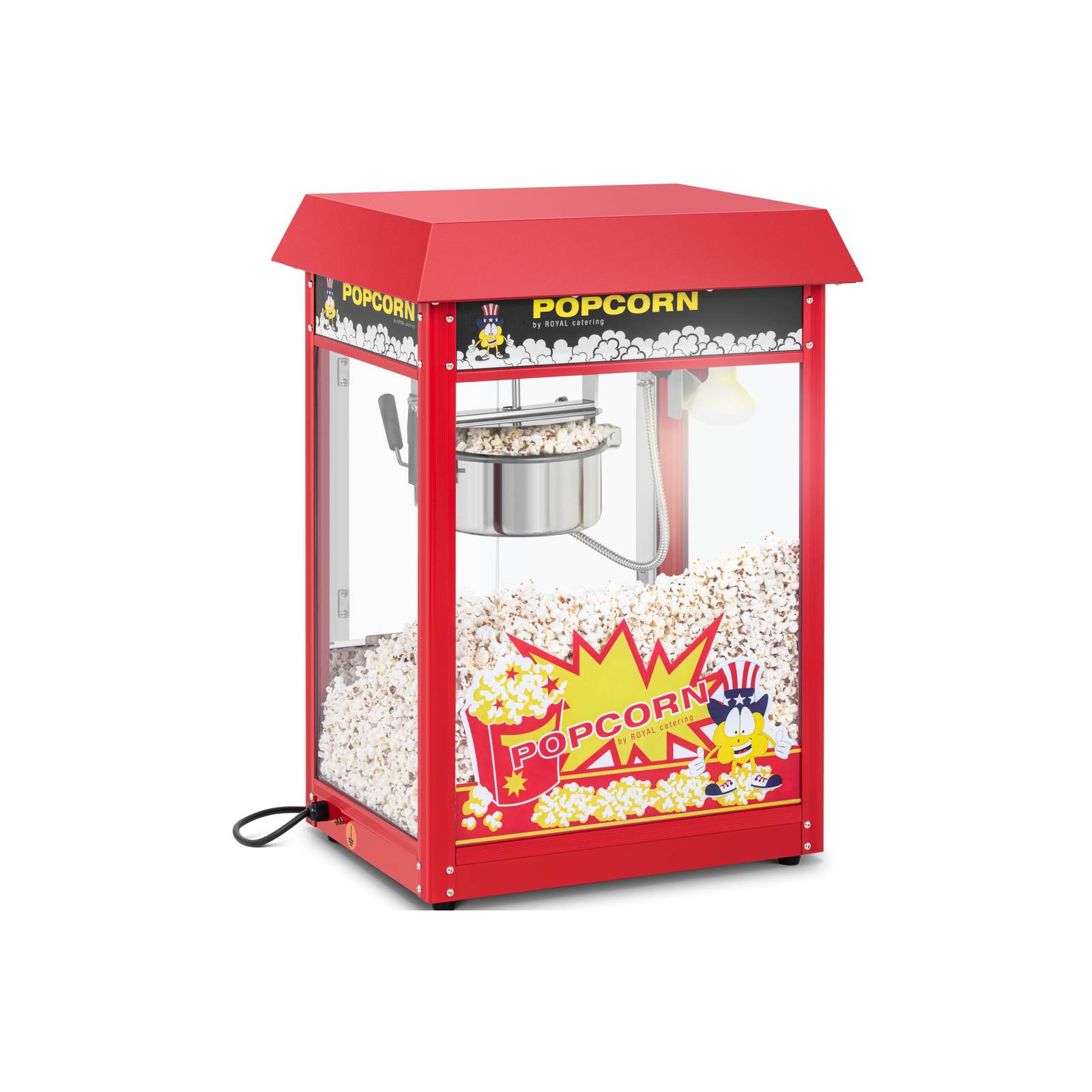 Macchina Per Pop Corn Popcorn Retro Con Tetto Rosso Acciaio Inox 1500 W ...