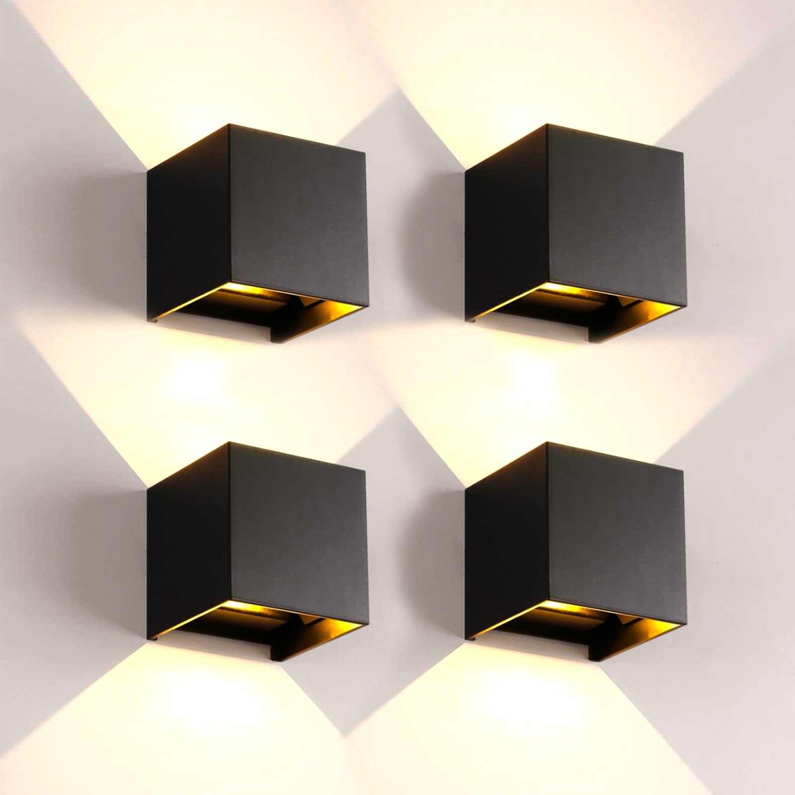 Lot de 4 appliques murales d'intérieur, appliques murales LED modernes ...