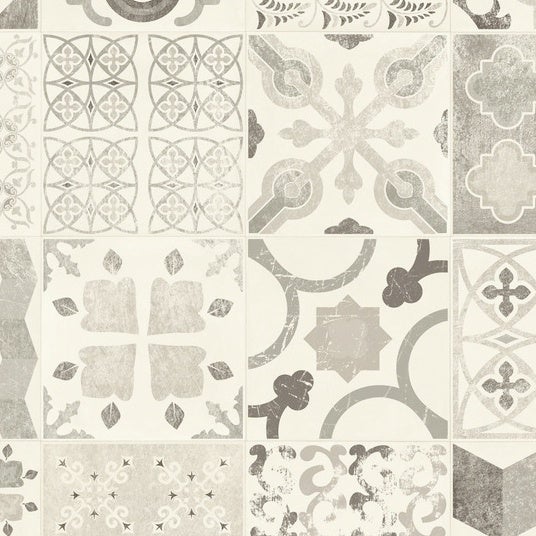 Sol Lino - Carreaux de ciment - Noir - Rouleau de 3m x 2m | Leroy Merlin