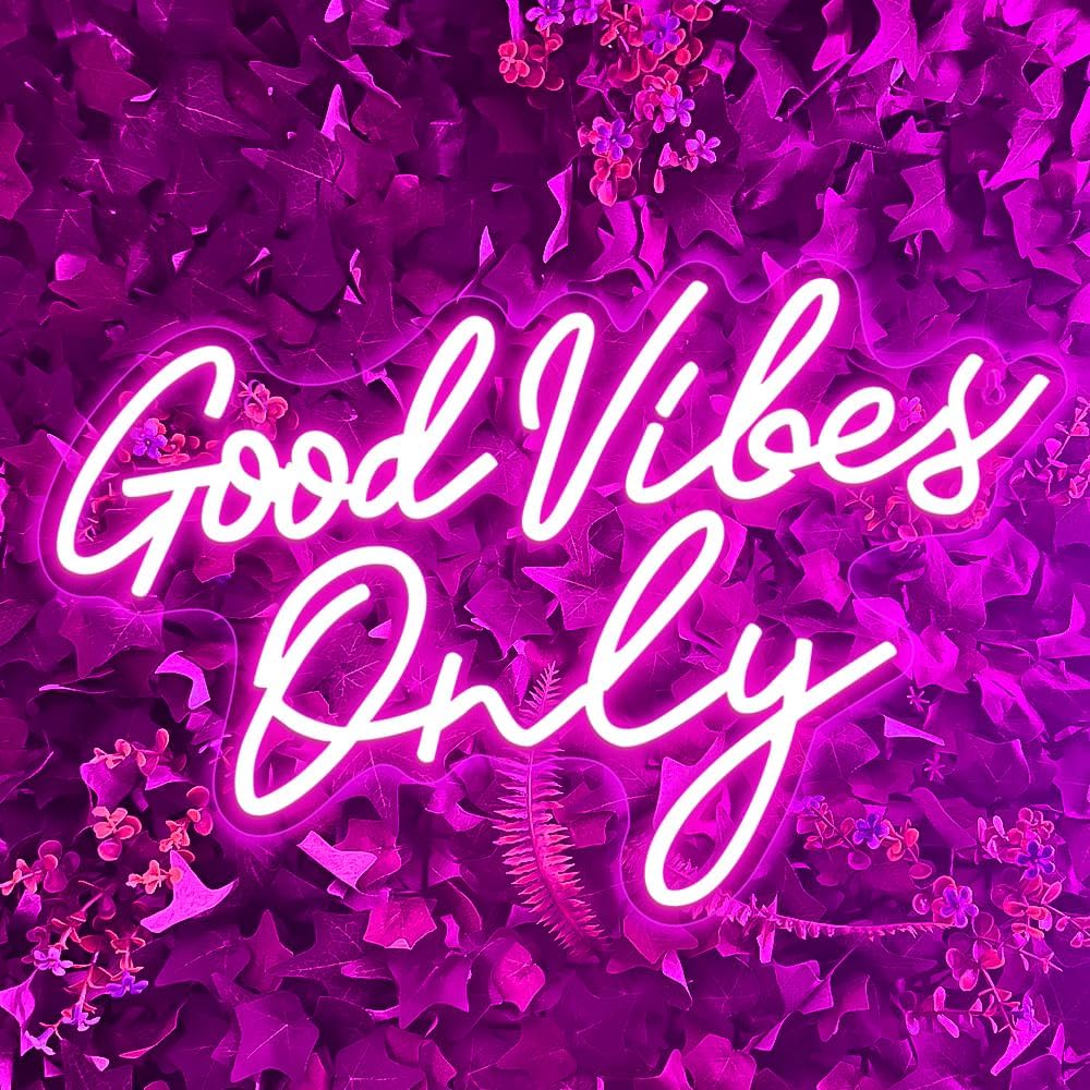 Insegna al neon rosa "Good Vibes Only" per la decorazione della camera ...
