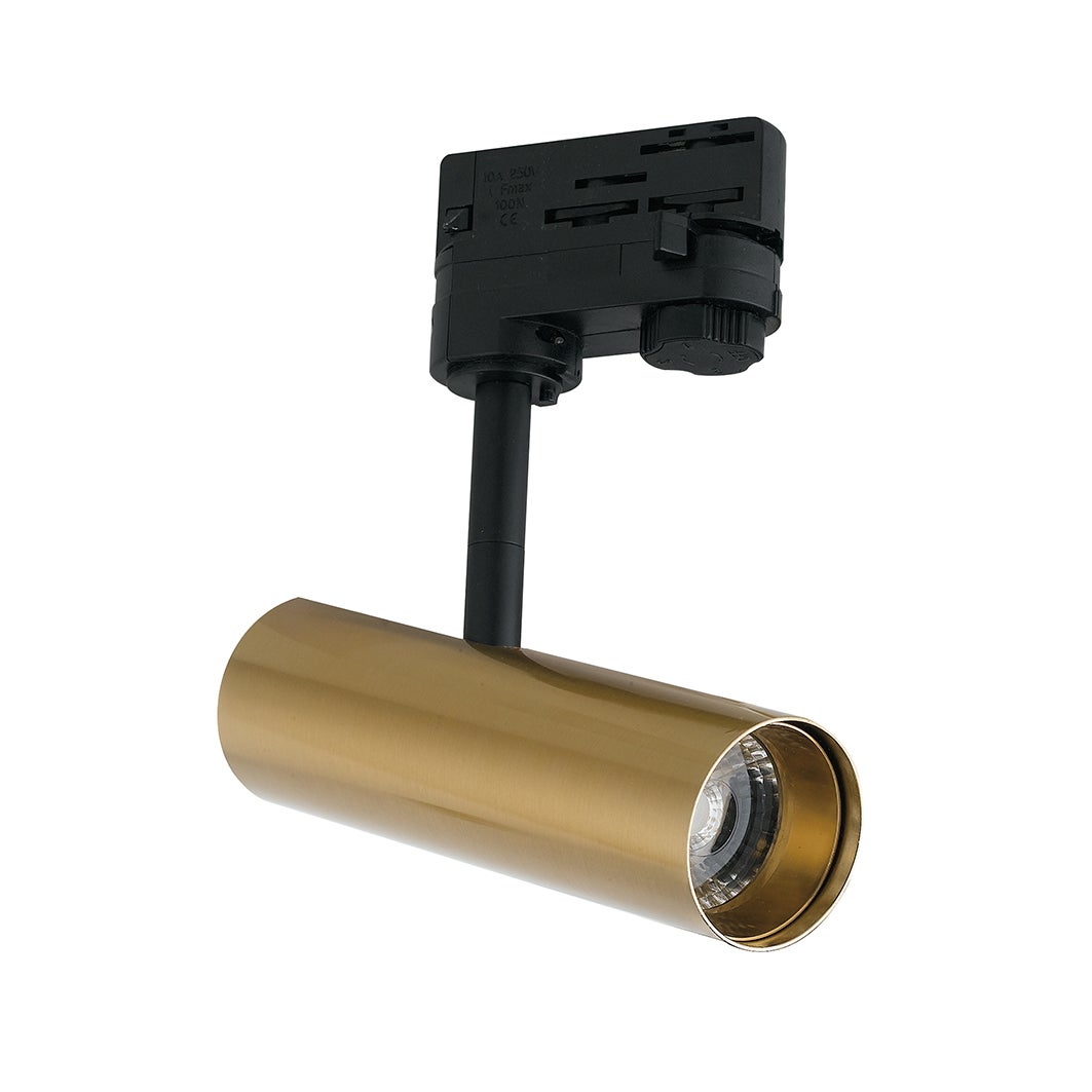 Faro LED ROCKET dorado con adaptador trifásico 7W 700 Lumen 3000K (luz ...