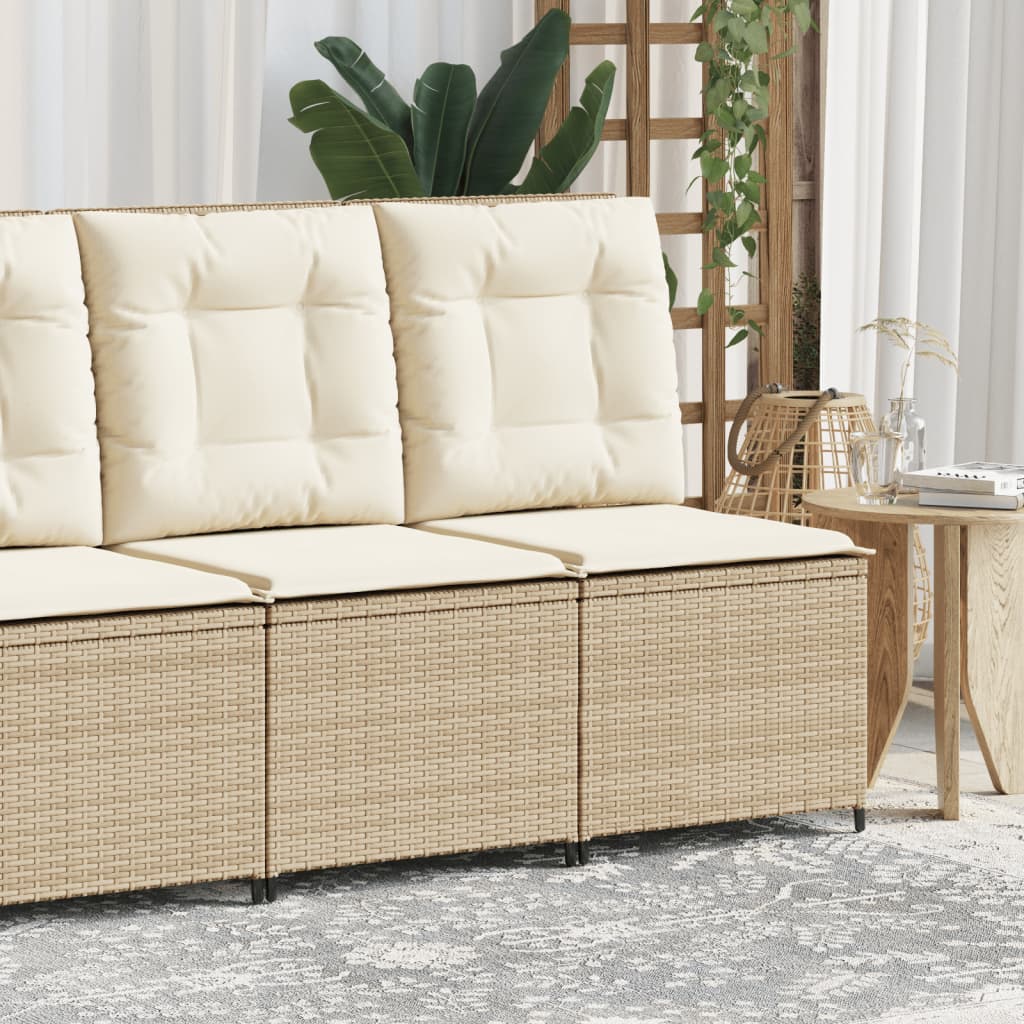 Canapé inclinable de jardin avec coussins beige résine tressée | Leroy ...