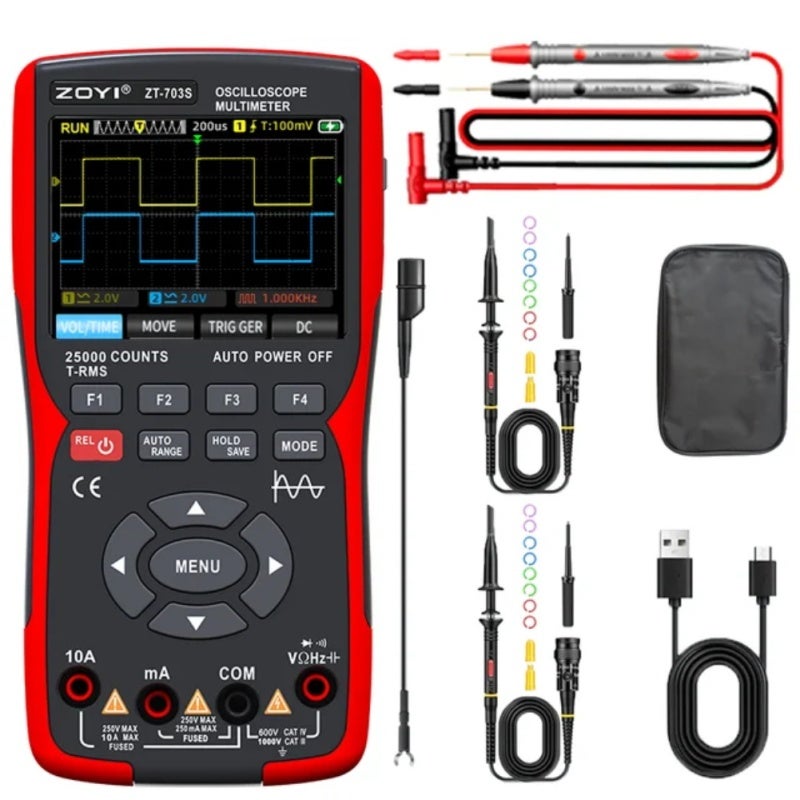 Portable 3-in-1 Digital Multimeter with 50 MHz Bandwidth, Data Storage ...