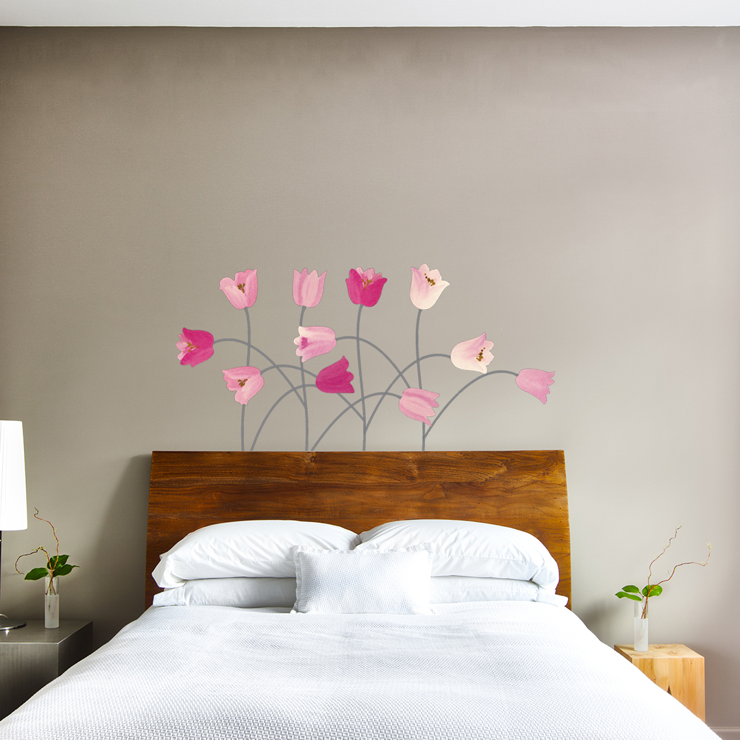 Amapola flores tatuajes de pared de color rosa - adhesivo de pared ...