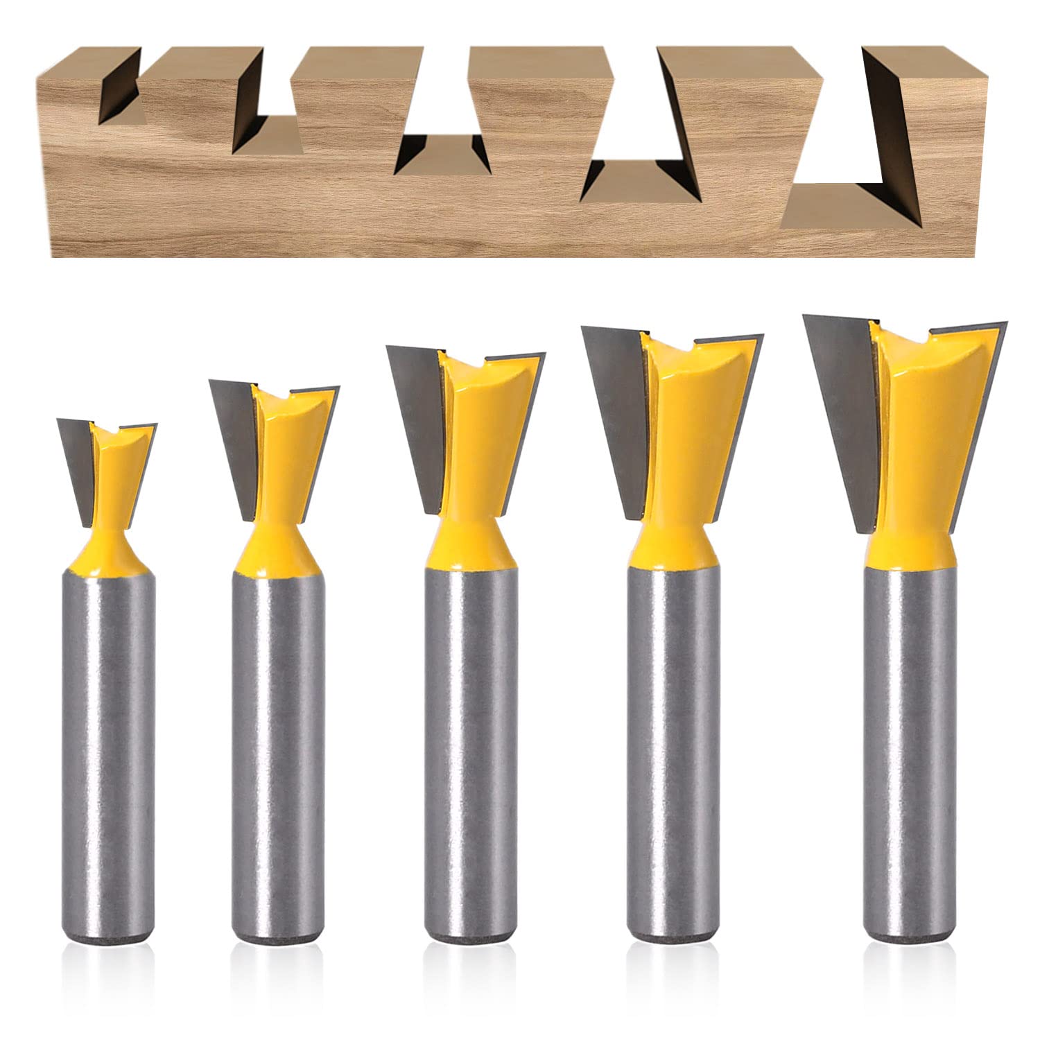 5 Pièces Fraise Defonceuse à Queue D'aronde, Fraise a Surfacer en Carbure de Tungstène 8mm ...