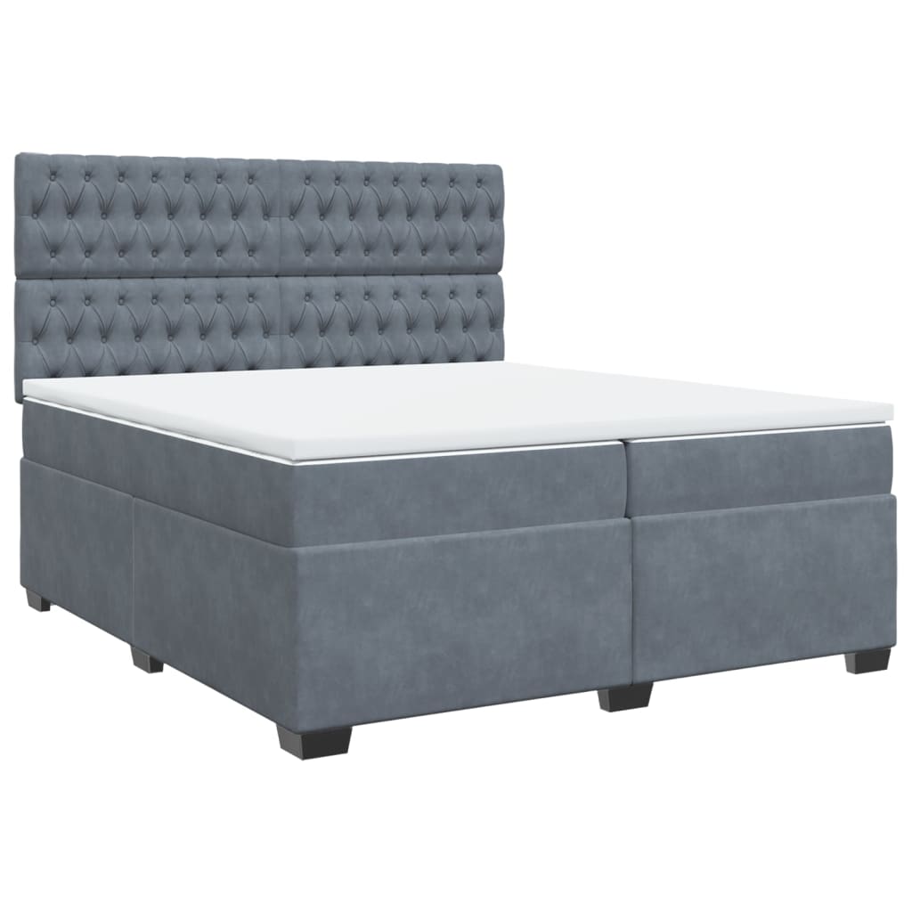 Lit à sommier tapissier avec matelas en velours gris foncé 200x200 cm ...