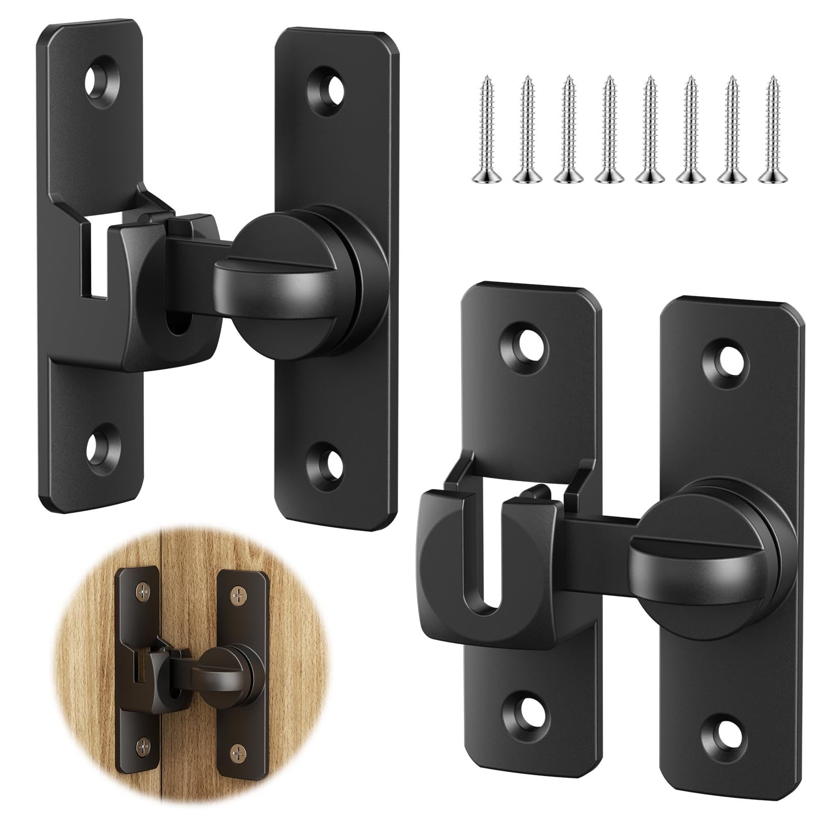 Lot de 2 serrures de porte à angle droit en alliage, verrous de porte, loquets de porte ...