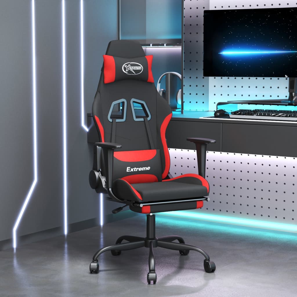 Silla gaming con reposapiés tela negro y rojo | Leroy Merlin