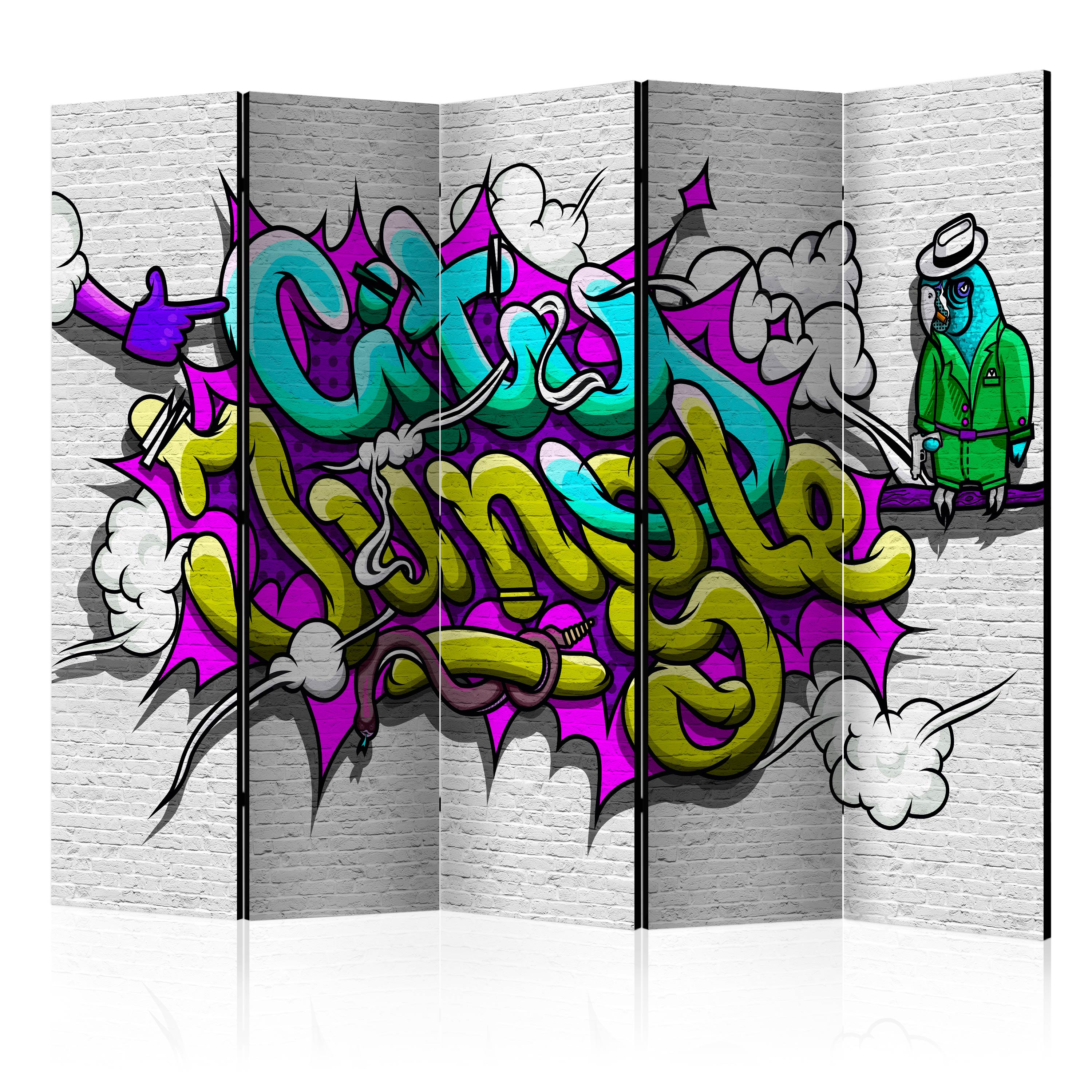 Paravent 5 volets - City Jungle - graffiti II [Room Dividers] - 225x172 ...