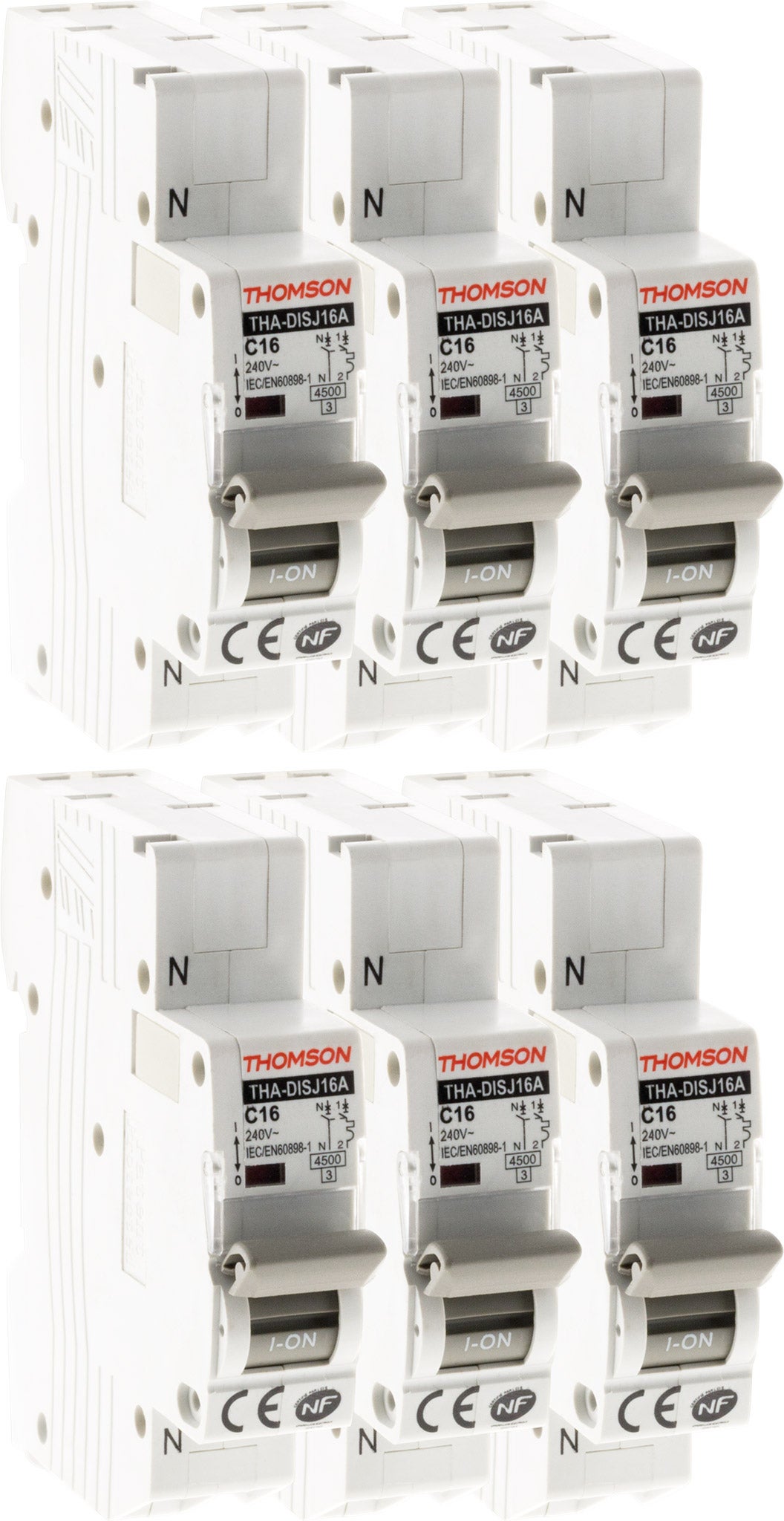 Lot de 6 disjoncteurs à connexions automatiques PH+N - 16A NF - Thomson ...