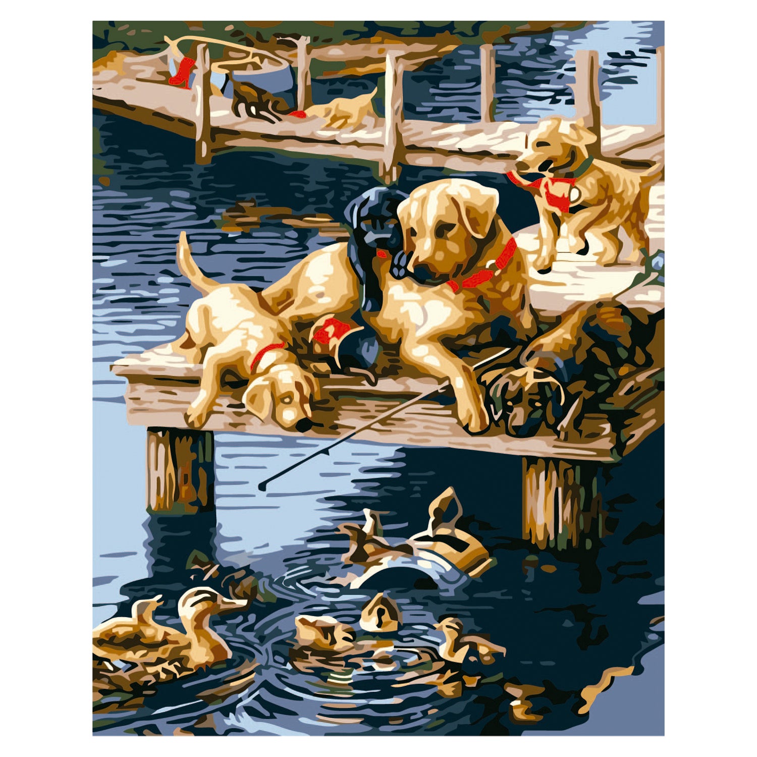 Lienzo con dibujo para pintar con números, de 40x50cm. Diseño perritos ...