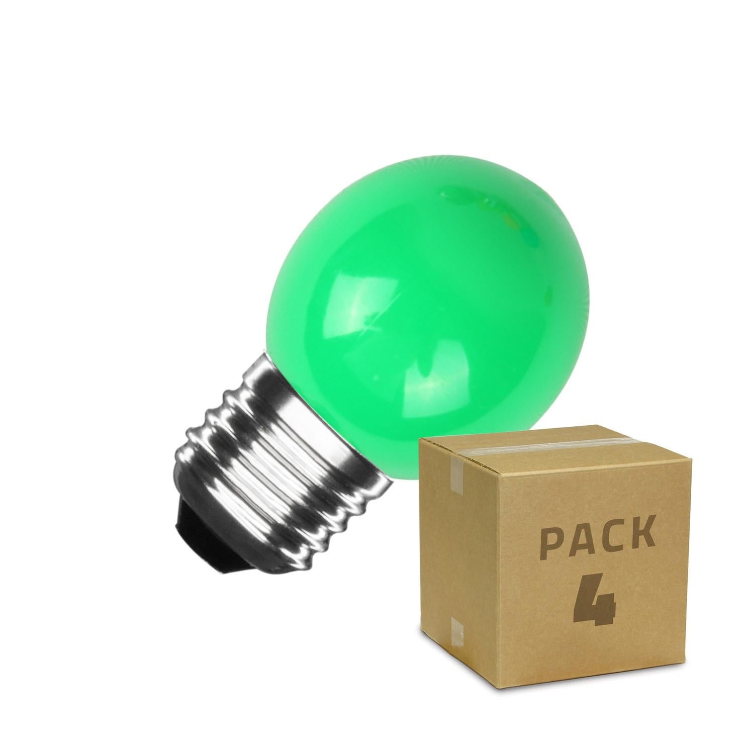 Pack 4 Bombillas LED E27 3W 300 lm G45 Verde, Verde | Leroy Merlin