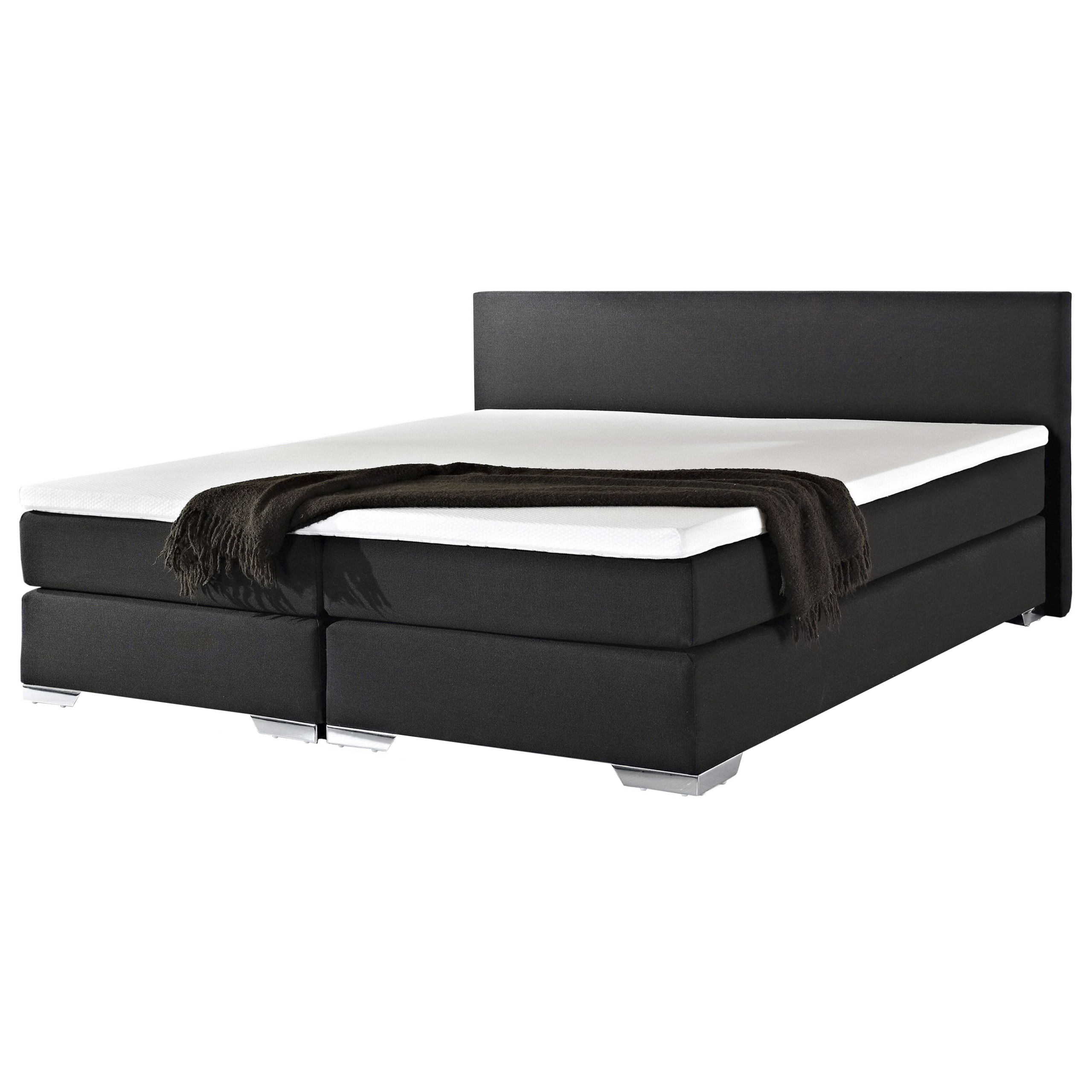 Lit boxspring en tissu noir noir 180x200 cm PRESIDENT | Leroy Merlin