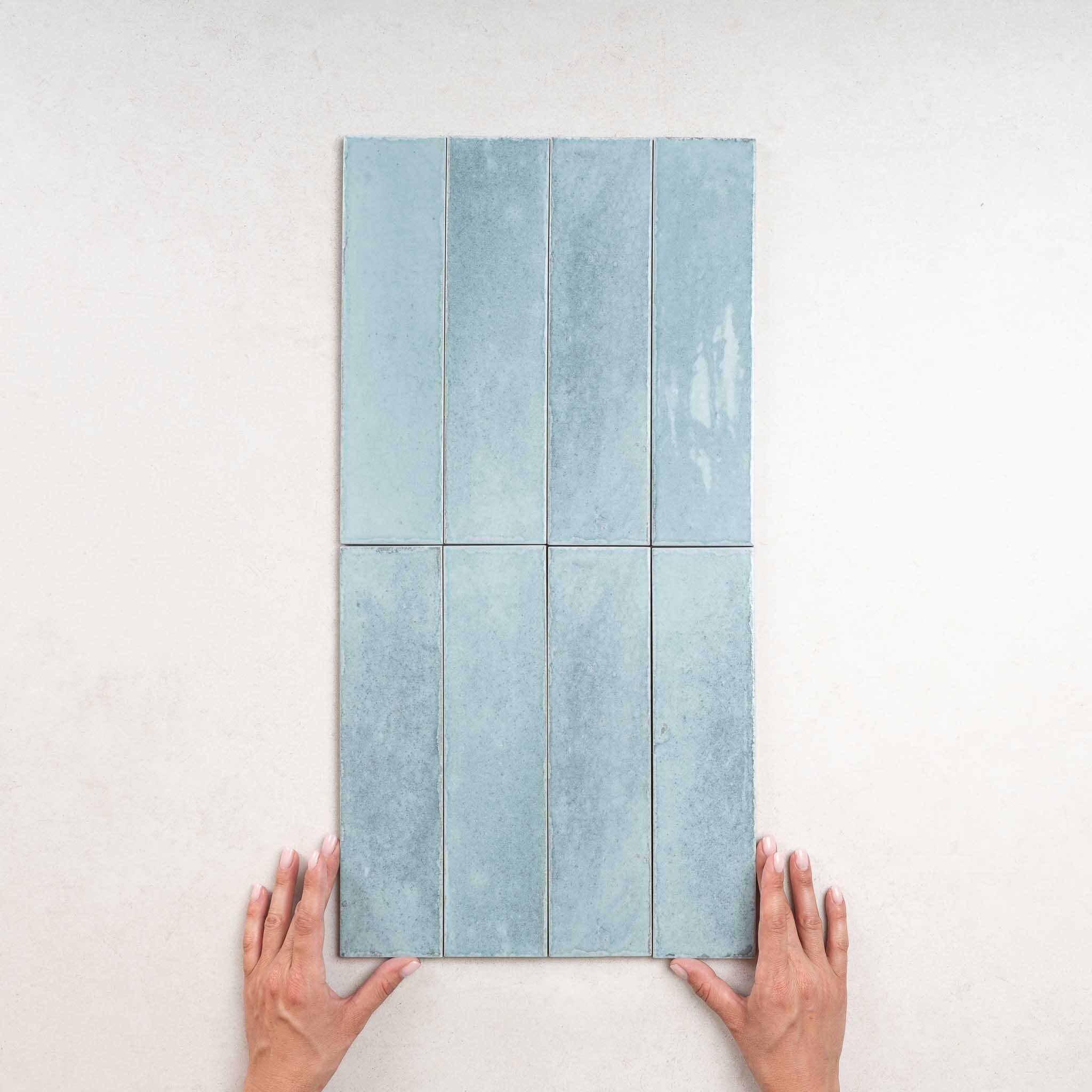 Carrelage Effet Zellige Bleu Clair AGADIR - Agua 7x28 - Les Carreaux de ...