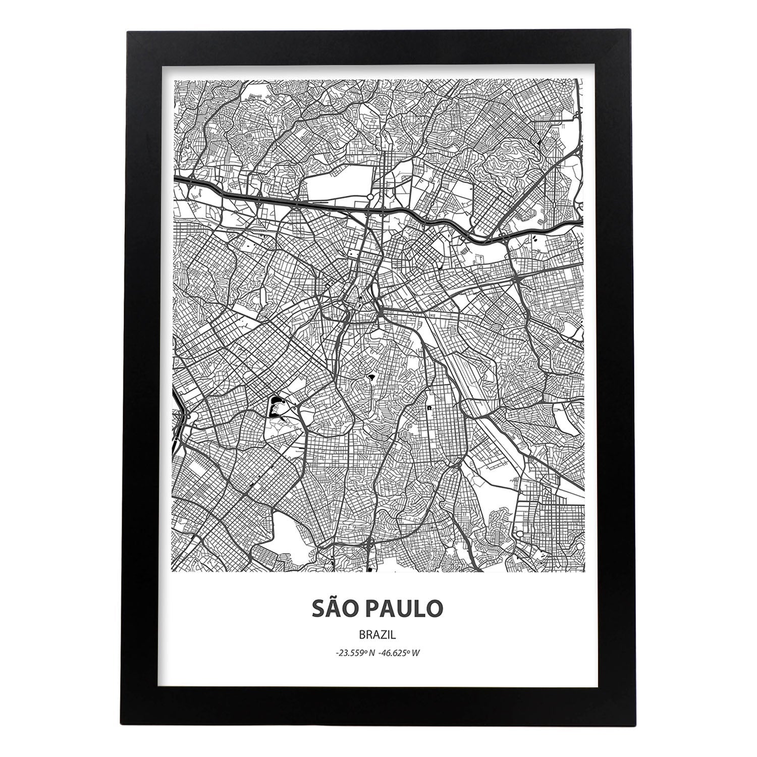 Poster Con Mapa De Sao Paulo Brazil. Láminas De Ciudades De ...