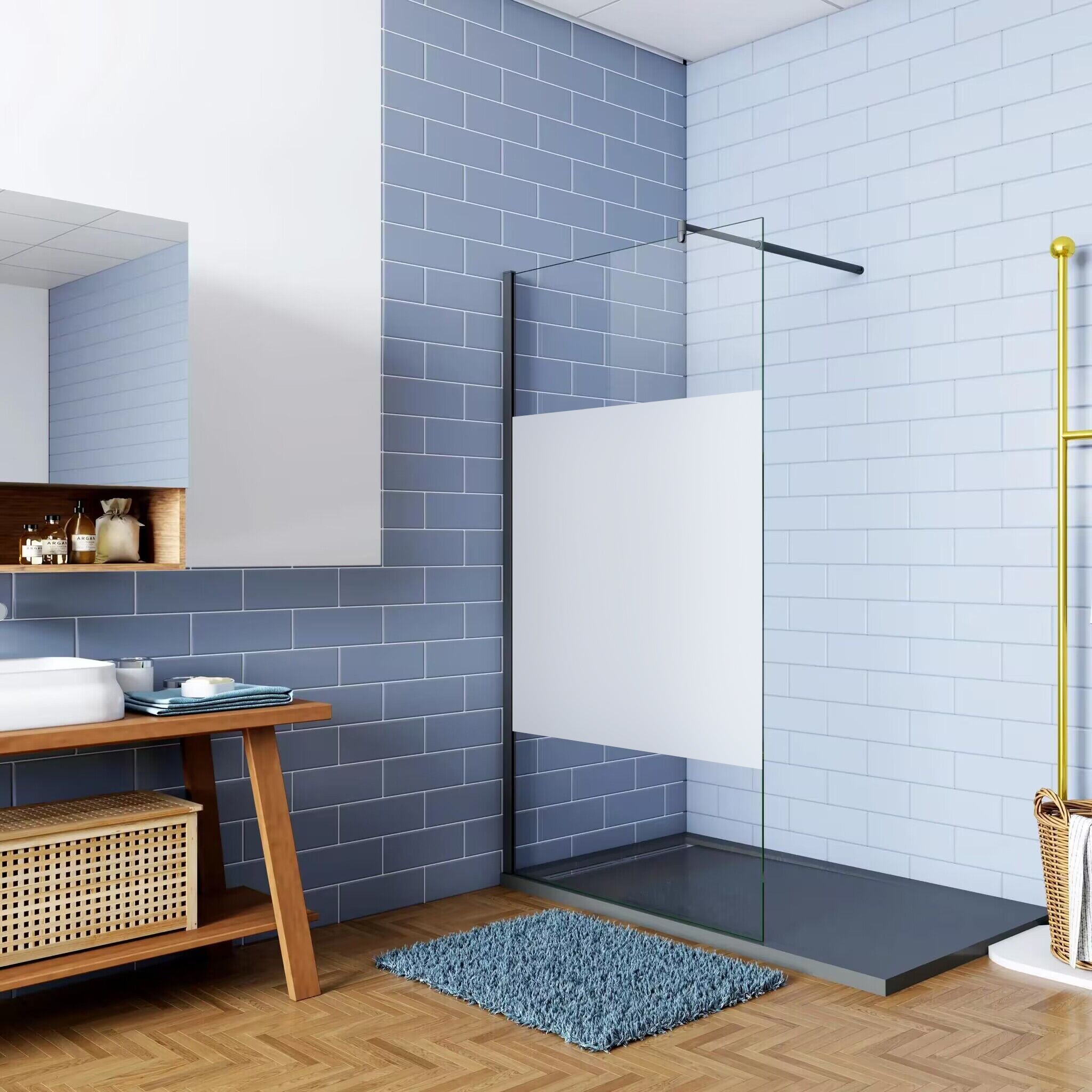 AICA Panel de ducha Serigrafiado Central Vidrio 8mm con Película de ...