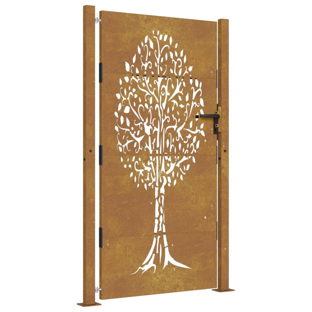 Portail de jardin en acier corten design arbre 105x205 cm - COMFORTXL ...