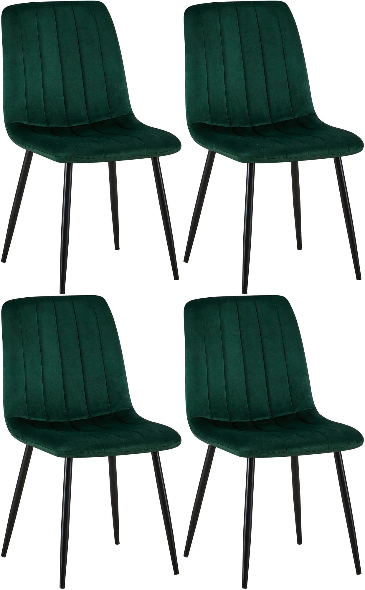 Suite de 4 chaises Dijon en velours vert | Leroy Merlin