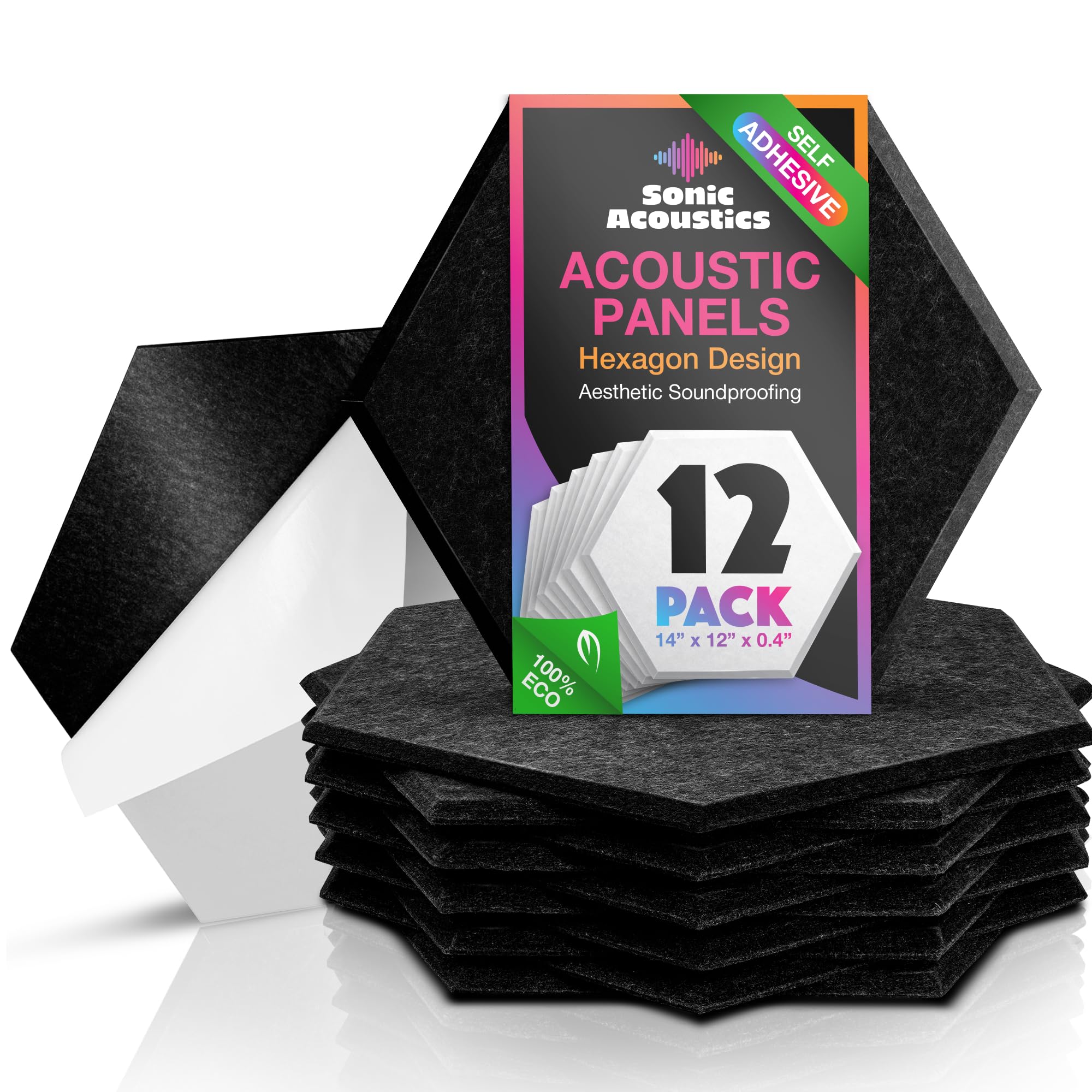 FSTOP Pack x12 Paneles Acústicos Hexagonales Sonic Acustic AUTOADHESIVO ...