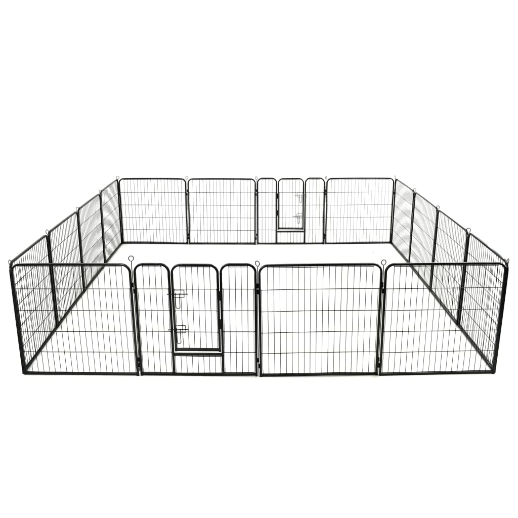 Maison Exclusive - Corral para perros 16 paneles de acero 80x80 cm ...
