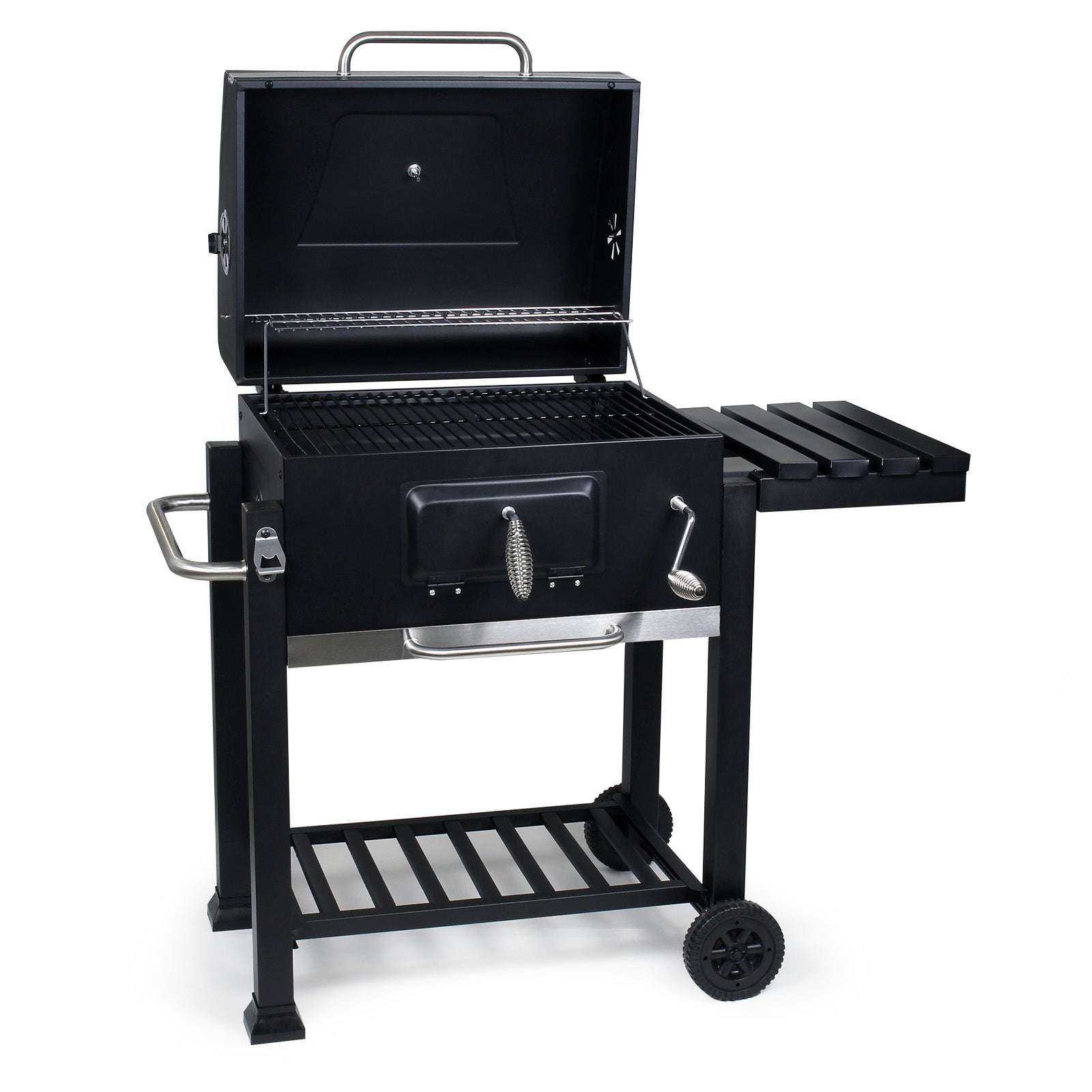 Wiltec Barbacoa carbon vegetal móvil con tapa, estante, trampilla ...