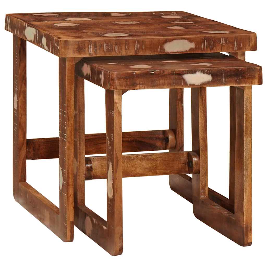Tables gigognes 2 pcs 46 x 46 x 45 cm Bois Recyclé Solide | Leroy Merlin