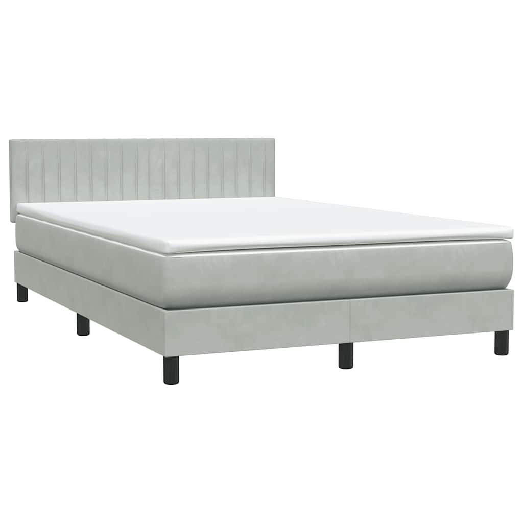 Cama box spring con colchón terciopelo gris claro 140x210 cm | Leroy Merlin