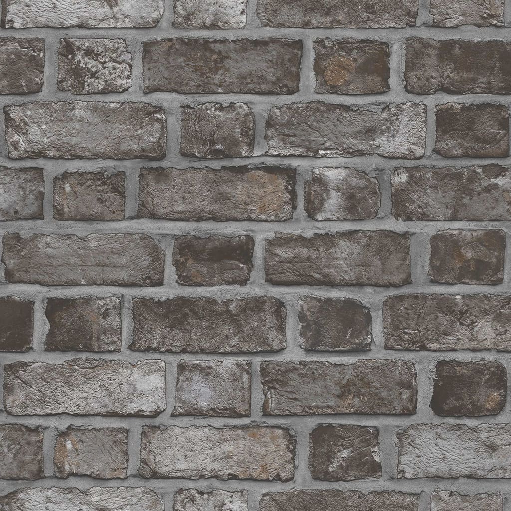 Carta da parati Homestyle Brick Wall nera e grigia | Leroy Merlin