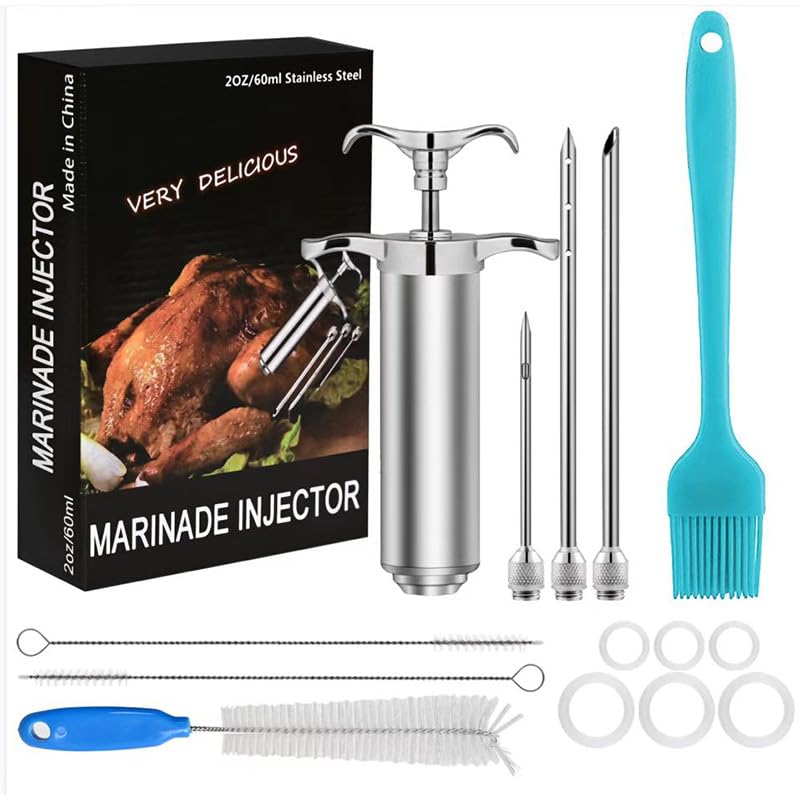 Kit de jeringa inyectora de carne de acero inoxidable 304 con 3 agujas ...