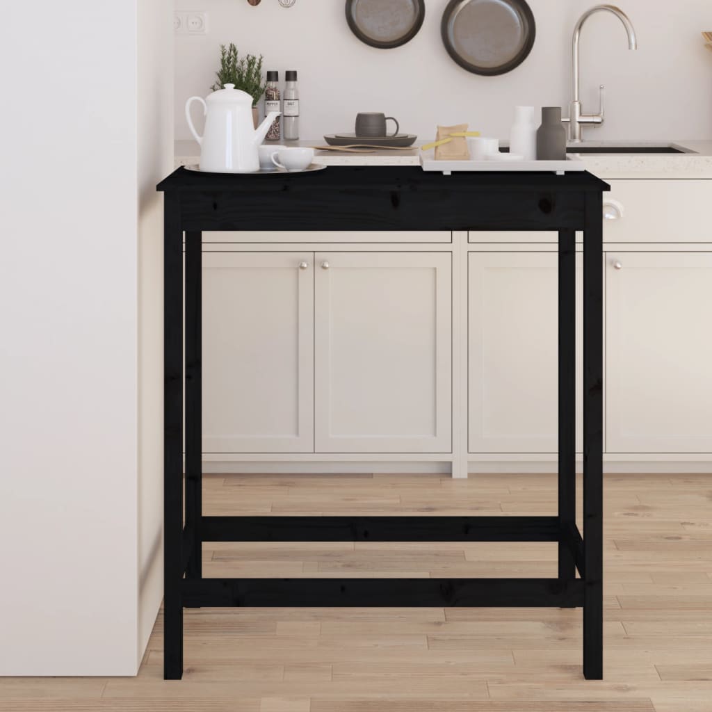 Maison Exclusive - Table de bar Noir 100x50x110 cm Bois massif de pin ...