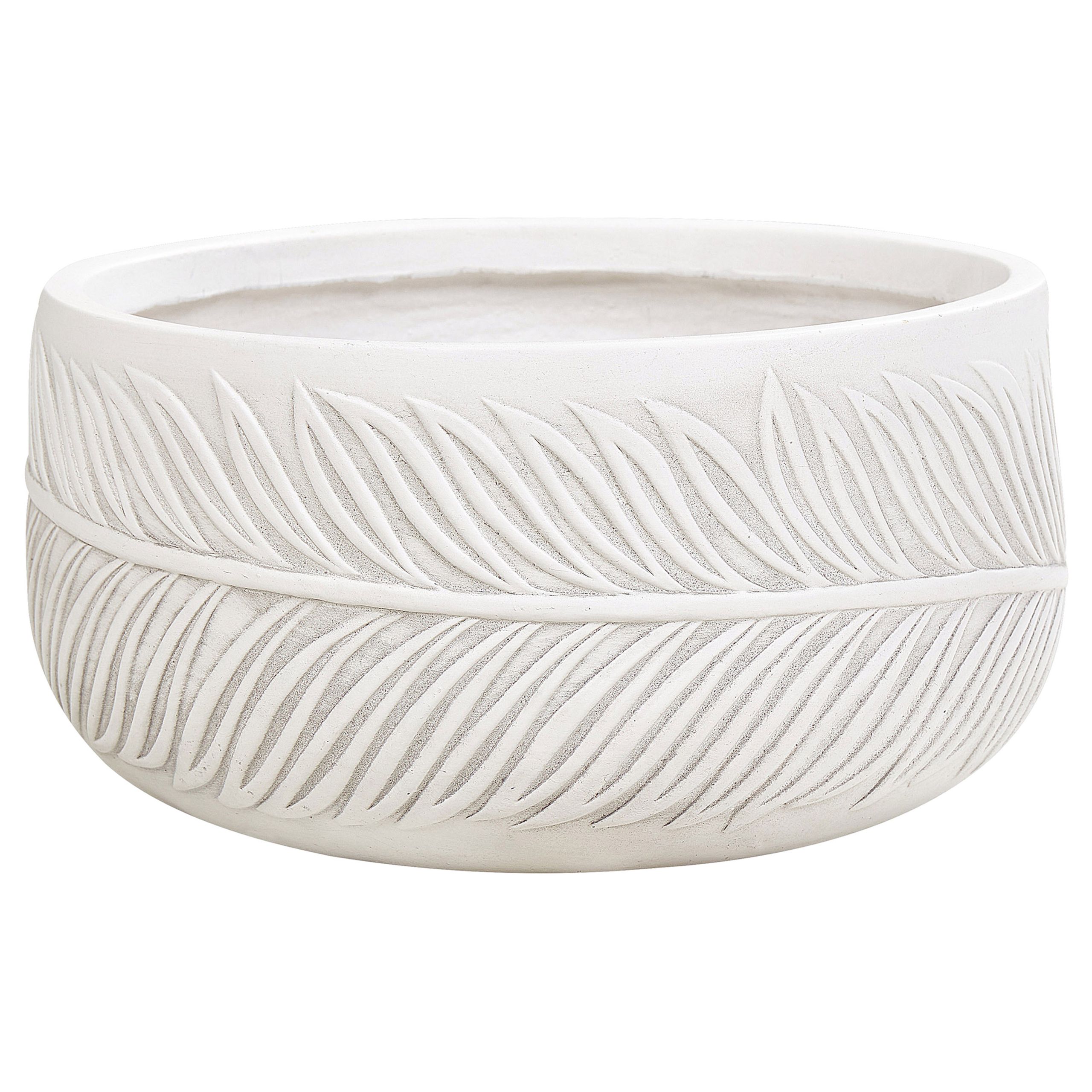 Beliani Maceta Ftero Cerámica 35 Cm Blanco Crema Leroy Merlin