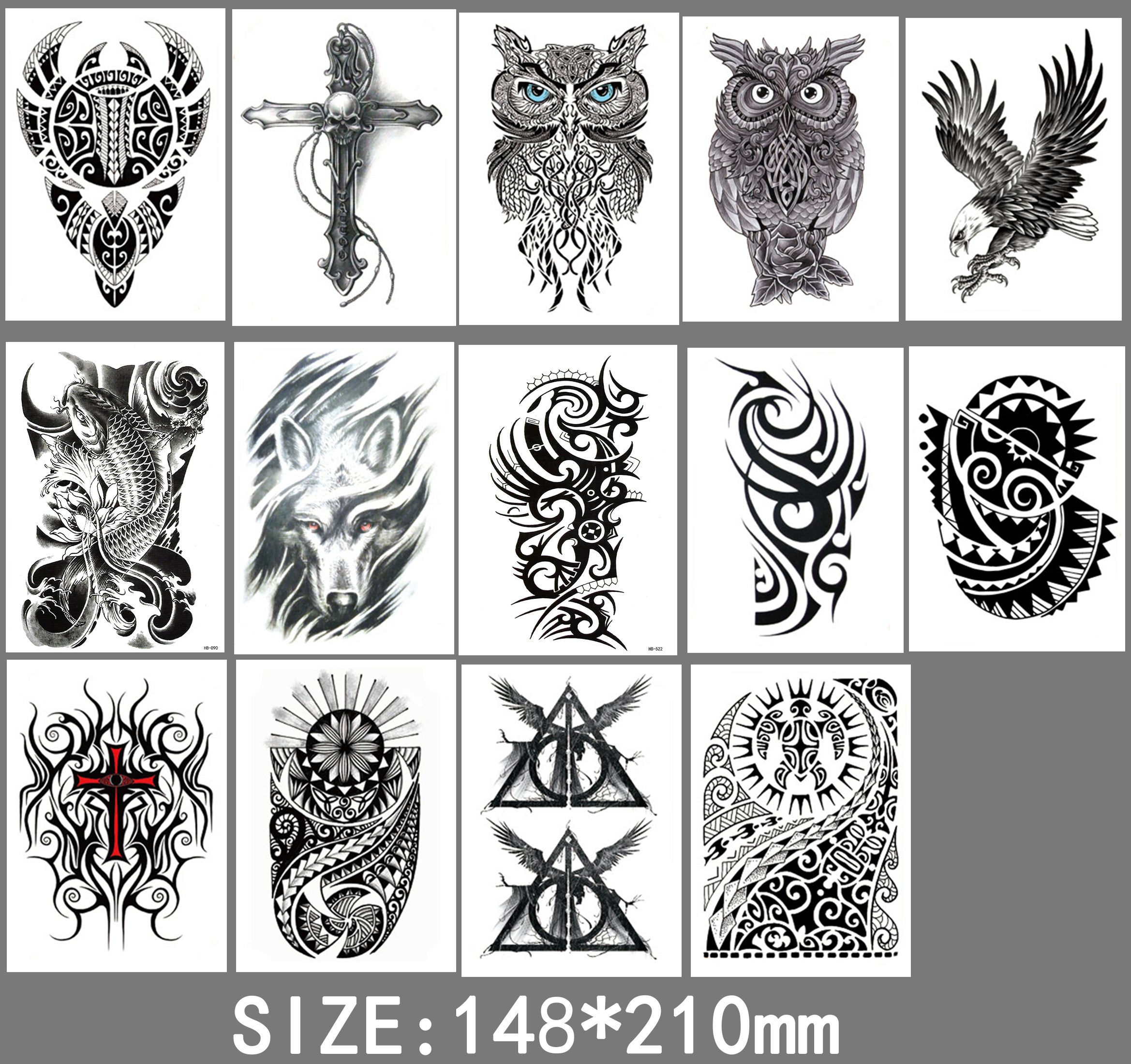 14 feuilles d'autocollants de tatouage de différents styles ModelD ...