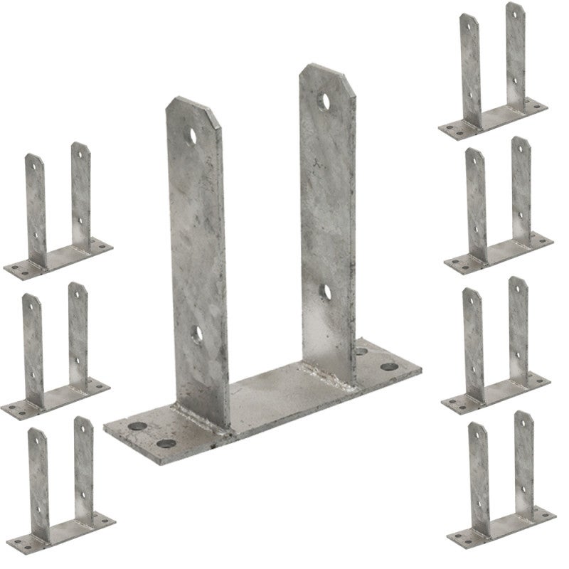 Pack 8 Base en U para Poste de madera 7 cm | Anclaje Galvanizado Suelo ...