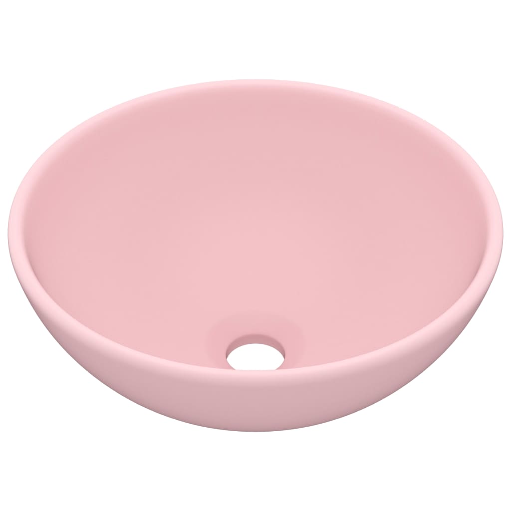 Lavabo de baño moderno | Lavabo de lujo redondo cerámica rosa mate 32 ...