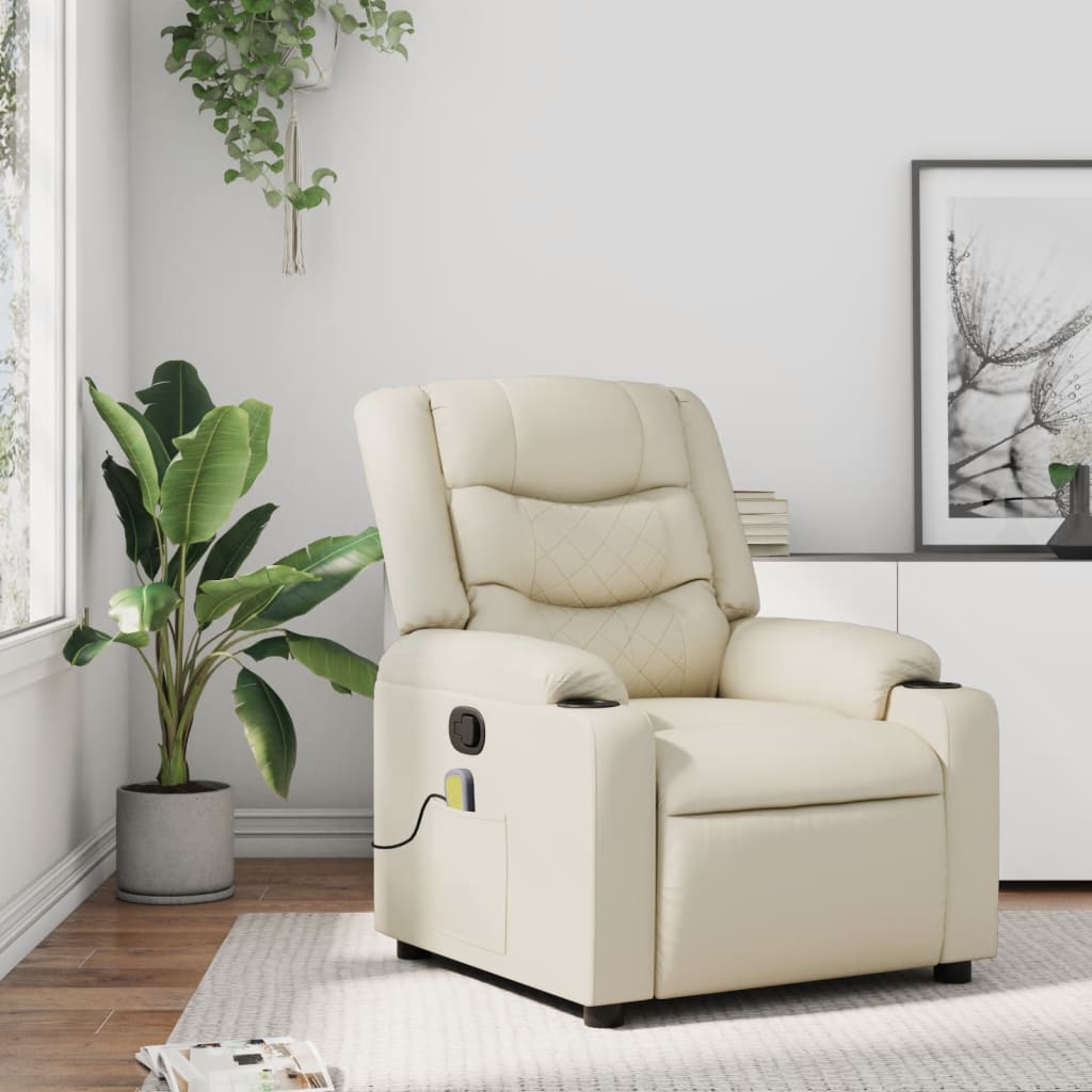 Fauteuil de massage inclinable crème similicuir vidaXL | Leroy Merlin