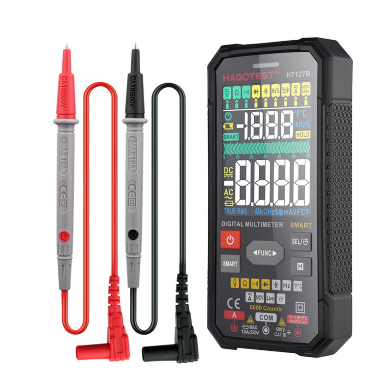 Multimètre HT127B avec écran VA, sélection automatique de la gamme ...