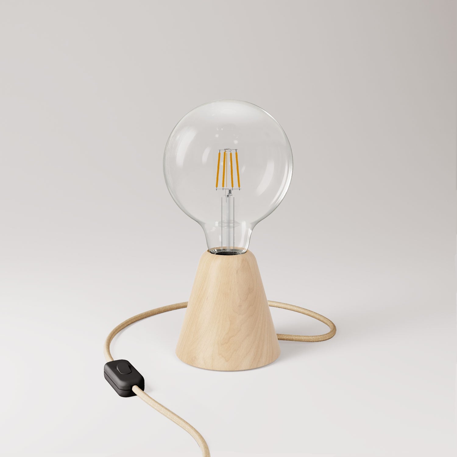 Lampe de table avec base en aulne et ampoule transparente | Leroy Merlin