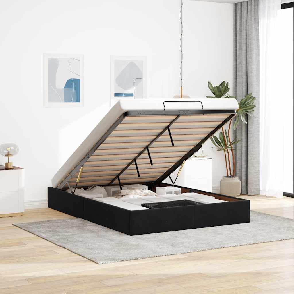 Lit double | Lit adulte | Cadre de lit ottoman sans matelas noir ...