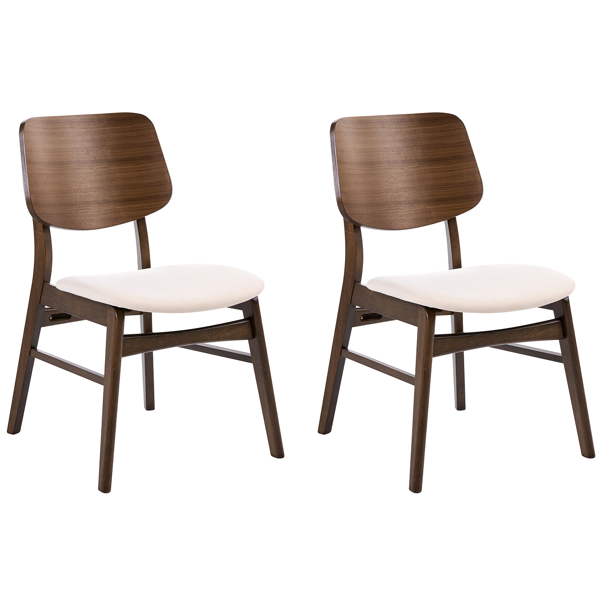 Lot de 2 chaises de salle à manger MAYER Tissu Blanc cassé/marron ...