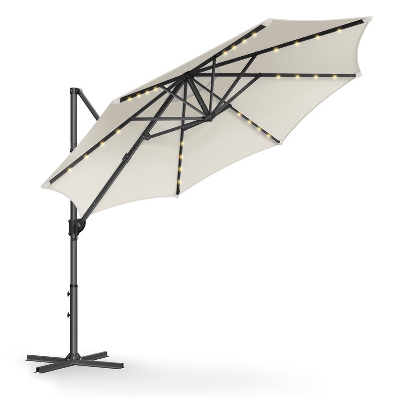 Parasol de Jardin 300 cm, 28 LED Solaires, UPF 50+, Pivotant à 360 ...