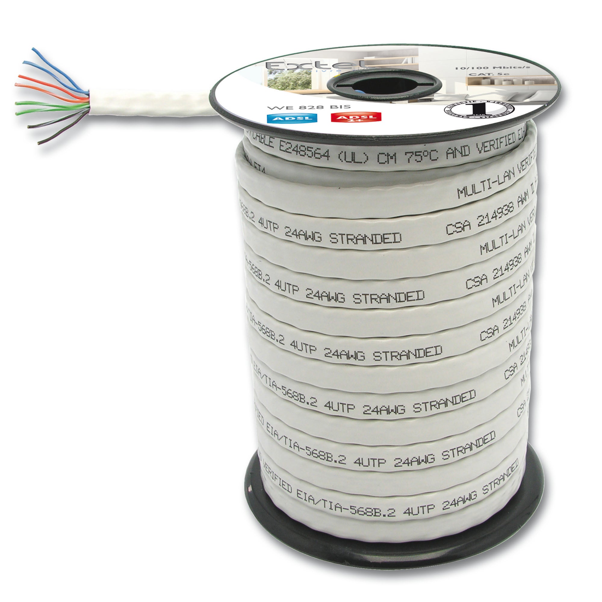 Câble réseau type Ethernet plat blanc 25 mètres spécial ADSL/ADSL2+ 4 ...