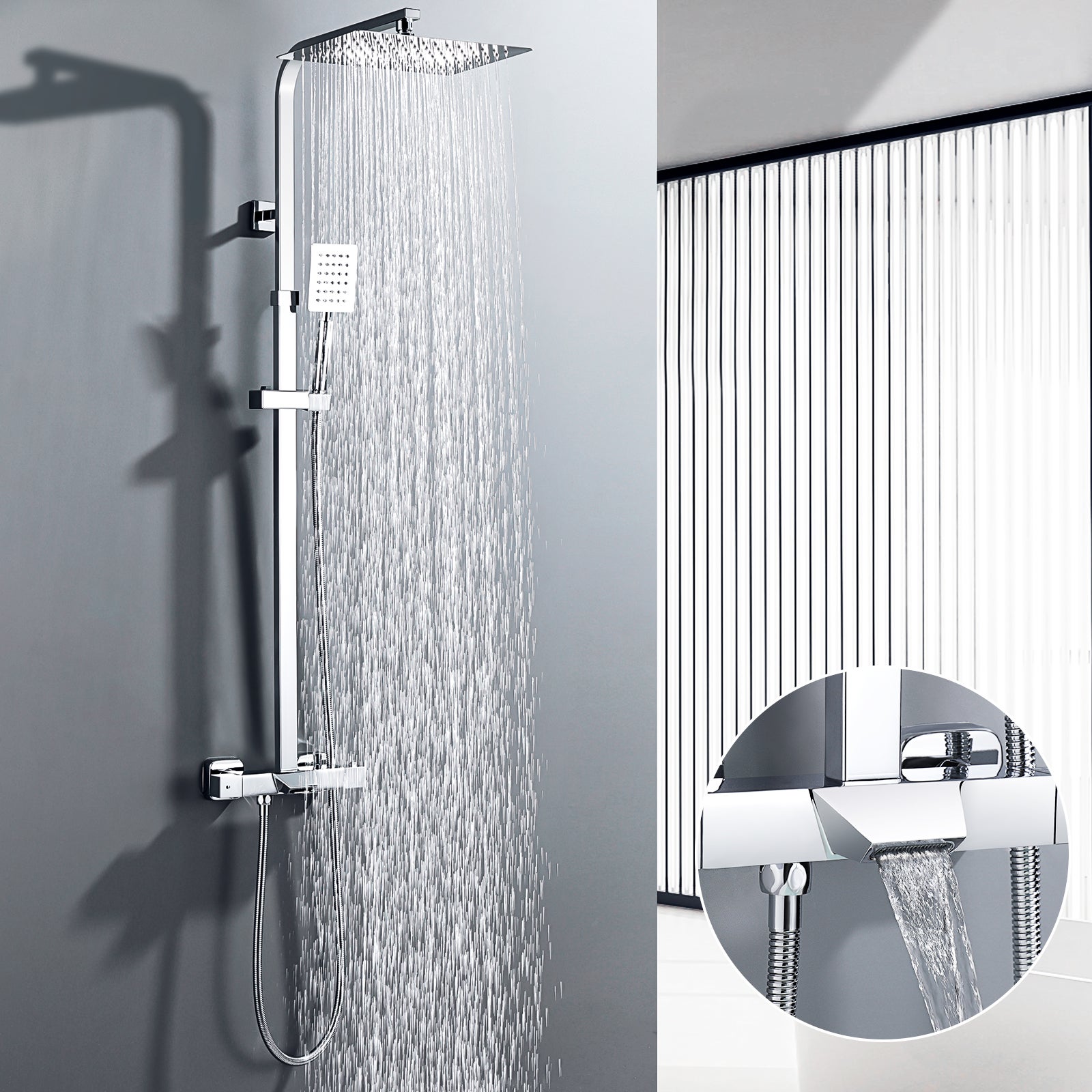 AURALUM MAX Colonne de Douche Chromée Système de Douche Montage Mural ...