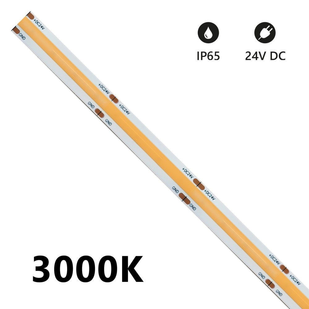 Tira LED COB IP65 monocolor de 5 m, 15 W/MT, 24 V, 3000 K | Leroy Merlin