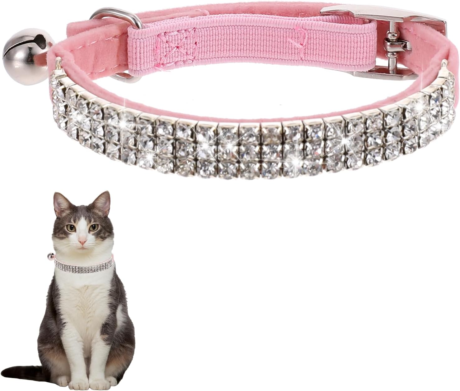 Collier rose avec clochette souple réglable mignon – pour petit chien ...