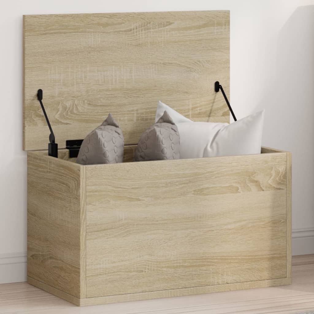 Caja de almacenaje roble Sonoma 60x35x35 cm madera contrachapada ...